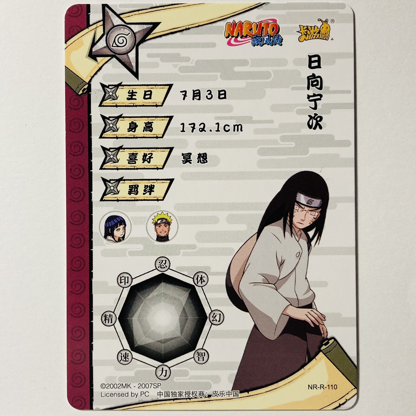 Neji Naruto Kayou Trading Card NR-R-110 Rare Holo Tc3 | eBay