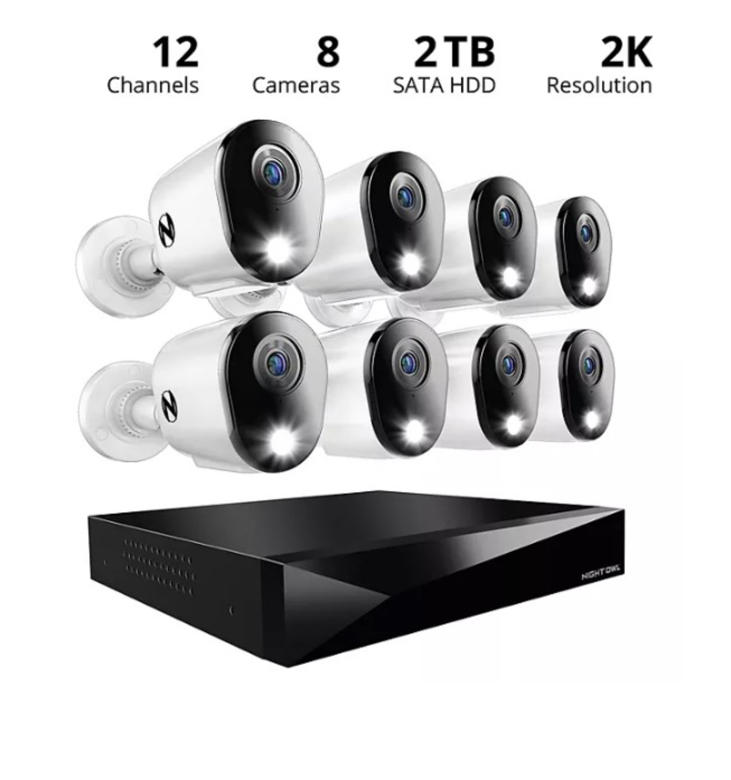 Night Owl CL-FT4D2-88L 12 Channel (8 Wired 4 Wi-Fi) 2K DVR Security ...