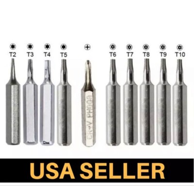 10pcs CR-V Torx Bit Set T2 T3 T4 T5 TR6 T7 T8H TR9 T10 (T6-T10 Security ...