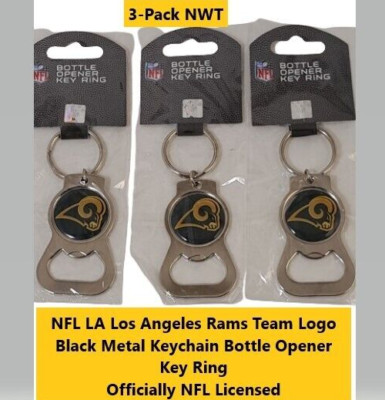 3-PK NFL Licensed LA Rams Team Logo Black Metal Keychain Bottle Opener ...