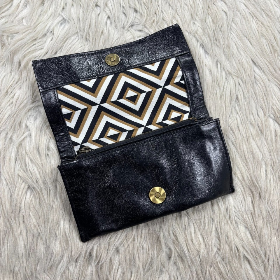 Latico NJ USA Black Soft Leather Gio Wallet Flap Snap Closure | eBay