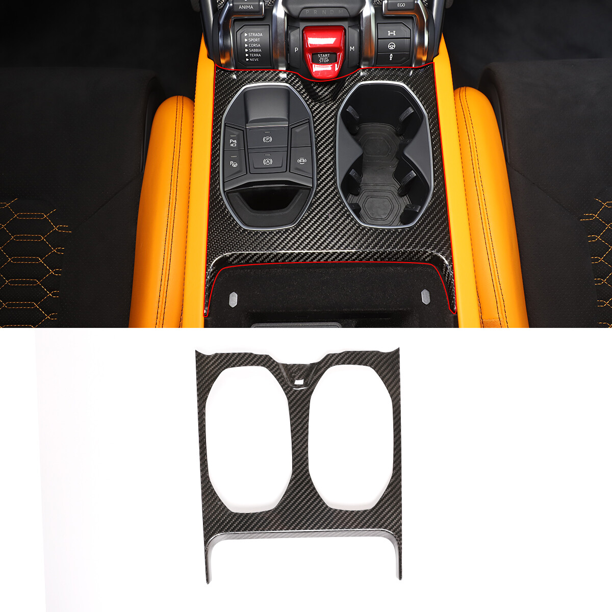 For Lambor-ghini URUS 2018-21 Carbon Fiber Central Control Cup Holder ...
