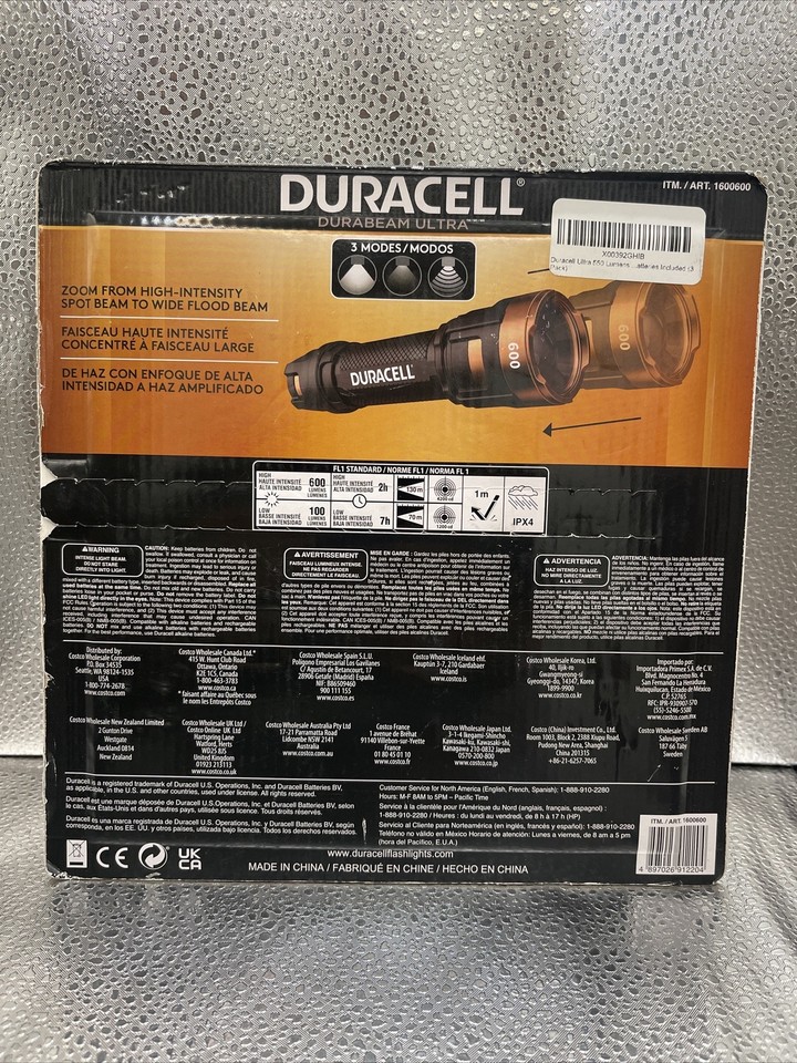 Duracell X 3 Durabeam Ultra 600 Lumens Variable Focus LED Flashlight ...