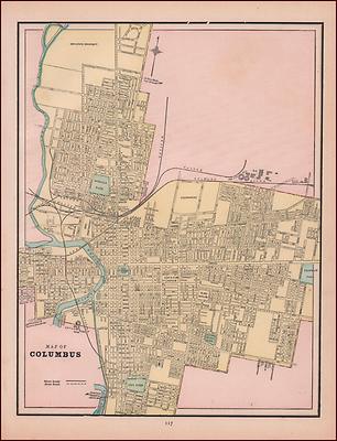COLUMBUS, OHIO, ANTIQUE CITY MAP, ORIGINAL 1891 | eBay