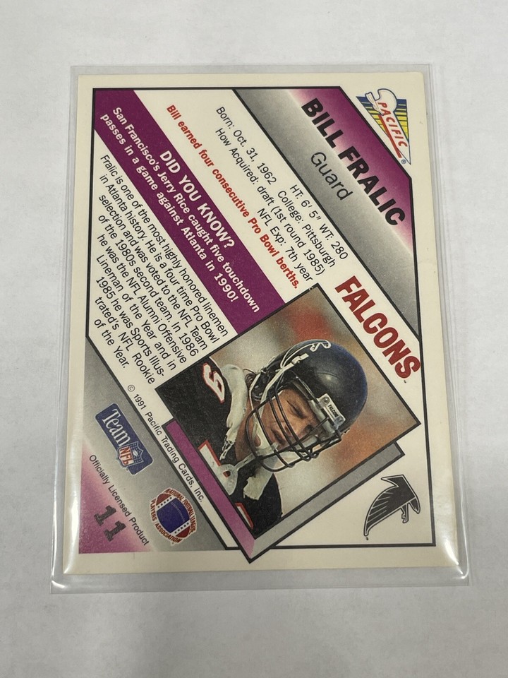 1991 PACIFIC BILL FRALIC #11 ATLANTA FALCONS | eBay