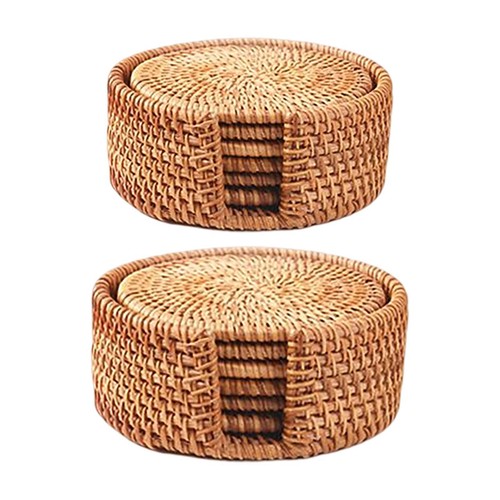 6Pcs Rattan Coasters Housewarming Gifts Teacup Coasters for Drinks Non ...
