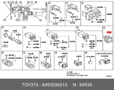 Genuine OE Switch Assembly Do 8493036010 for Toyota 84930-36010 | eBay