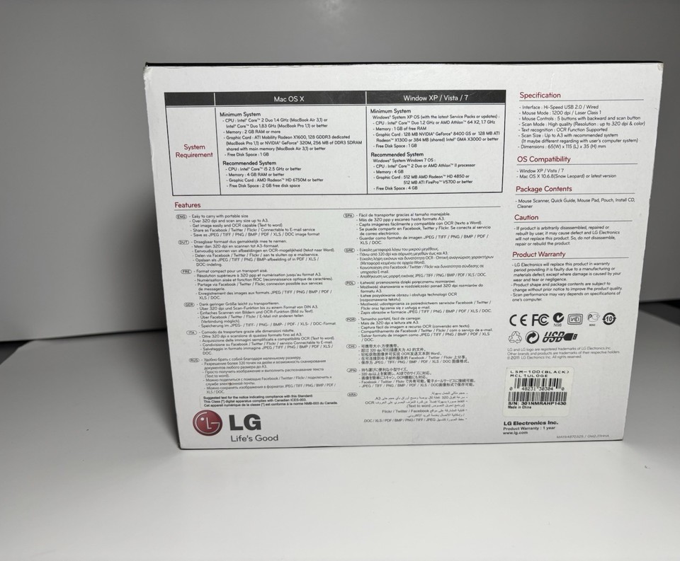 LG LSM-100 Mouse Scanner For Mac/Windows XP/7 New Sealed | eBay