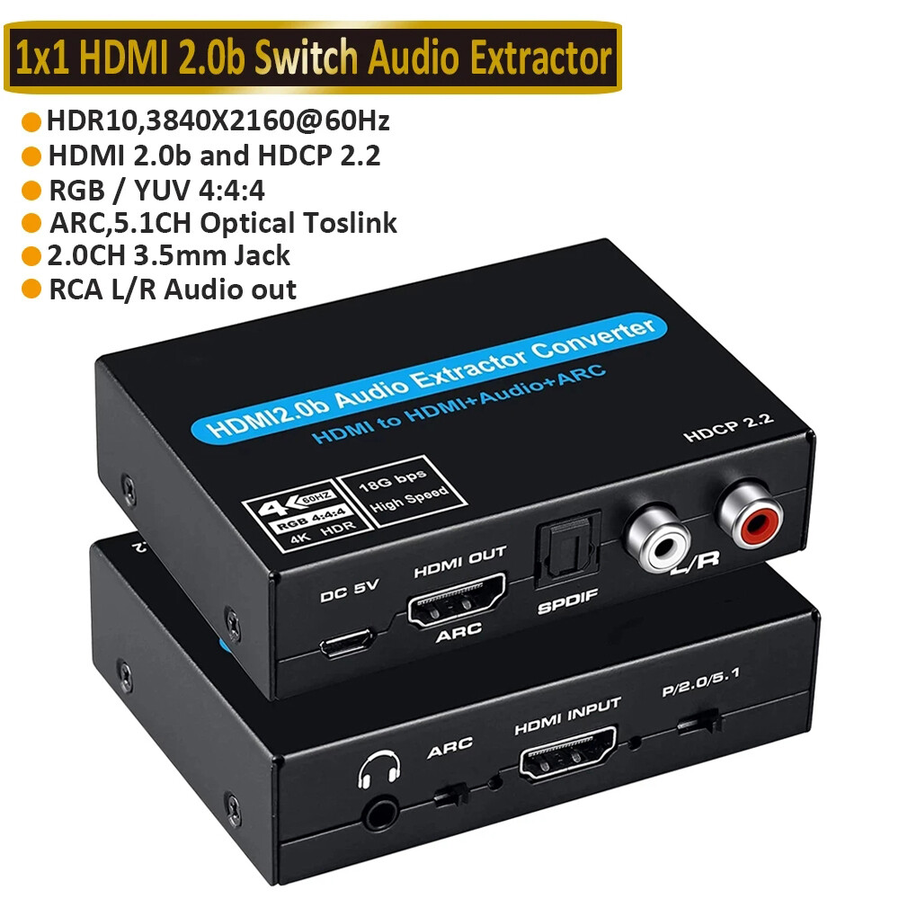 1080P HDMI to SPDIF Optical 4K RCA L/R Analog Audio Extractor Converter ...
