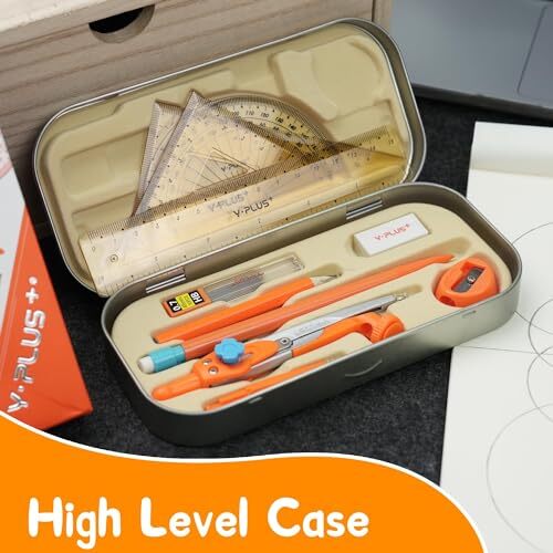 Geometry Set for Students Math Protractor Compass with Rulers Box | eBay