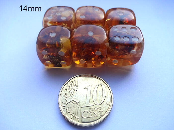 Two Baltic Amber Dice with rounded corners, amber pressed , unique gift ...