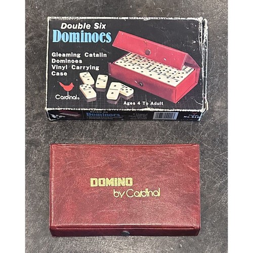 Vintage DOMINO by Cardinal Set of 28 Ivory Dominos in Red Snap Case | eBay
