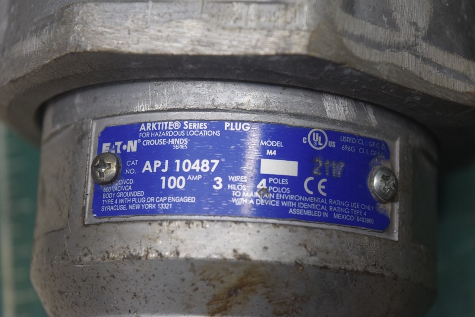 Eaton CROUSE-HINDS ARKTITE APJ10487 100-Amp PIN&SLEEVE PLUG 100A 3W 4P ...