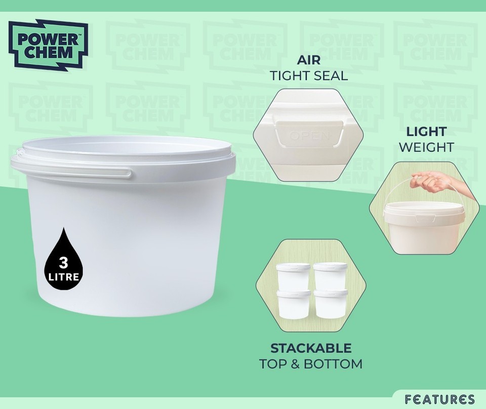 3L Bucket Storage Container Pail Tubs + Lid Plastic Handle Pet Feed ...