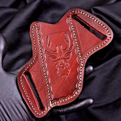 CUSTOM HANDMADE PURE COW LEATHER SHEATH FOR FIX BLADE KNIFE & OTHER ...