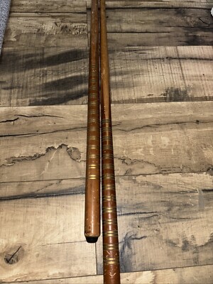 (2) Vintage Junior 52” Pool Cues Sticks w/ Engraved Gold Painted ...