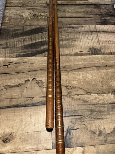 (2) Vintage Junior 52” Pool Cues Sticks w/ Engraved Gold Painted ...