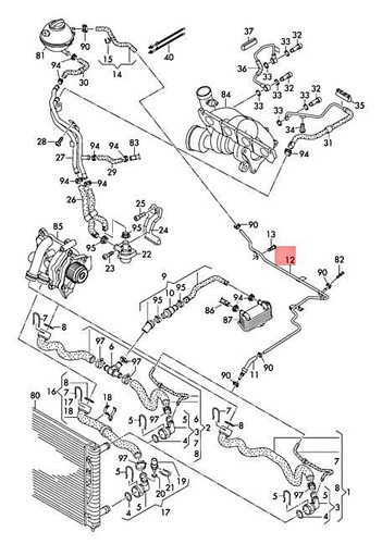 NEW VW AUDI ŠKODA SEAT BUG CONVERTIBLE BETTLE CC EOS COOLANT PIPE ...