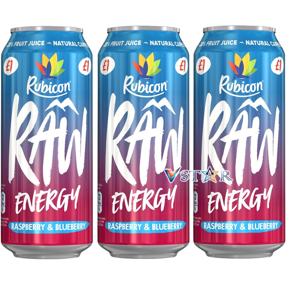 Rubicon Raw Energy Raspberry, Apple, Pineapple, Orange & Mango Cans ...