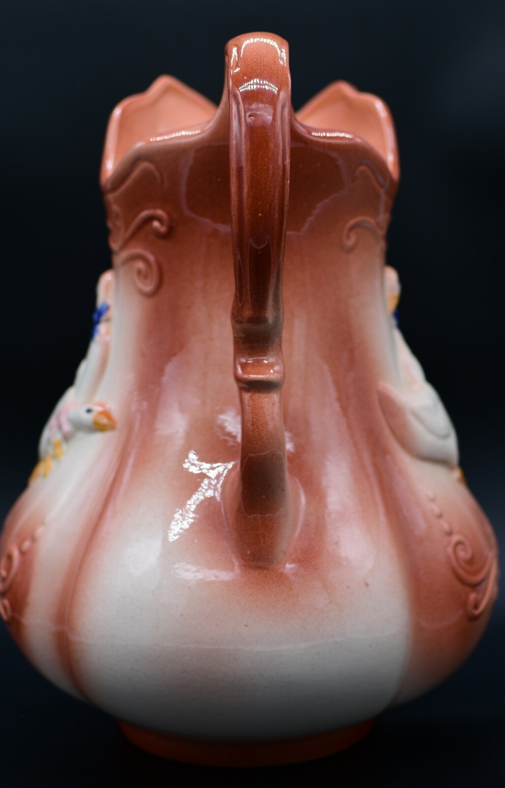 Antique Ironstone 1890 England Hand Painted Goose Water Pitcher Salmon ...