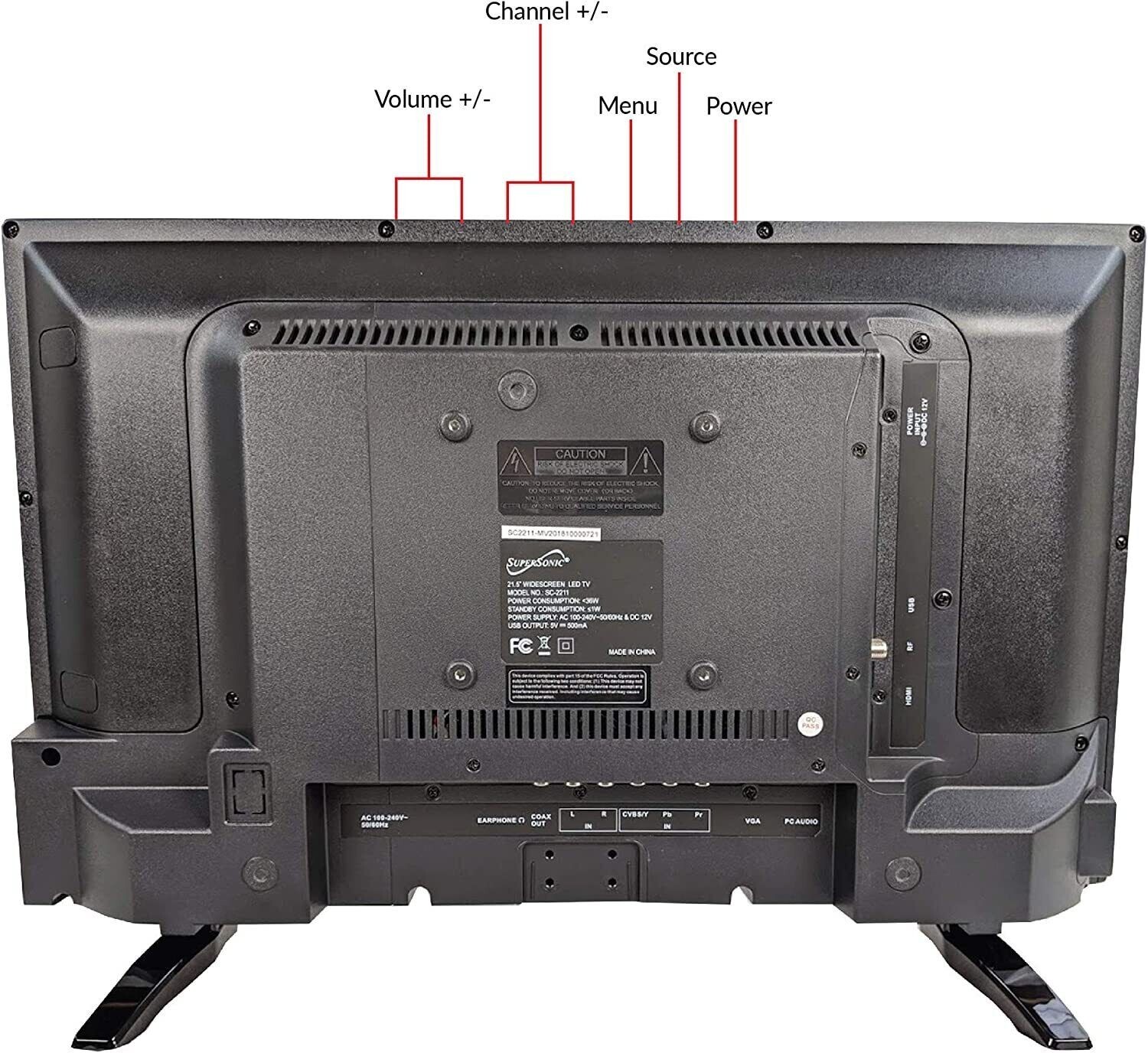 Supersonic 22" TV LED 12 Volt AC/DC Widescreen HD Digital SC-2211 ...