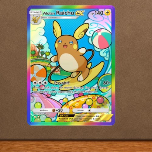 ALOLAN RAICHU EX HIGH QUALITY STICKER 2.5x3.5 INCH POKEMON TCGP POCKET ...