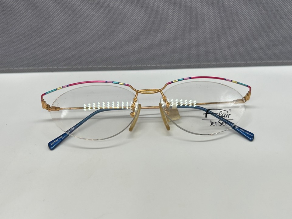 Flair Eyeglasses Frames Woman Round Oval Purple Gold Vintage 90s 744 NP ...