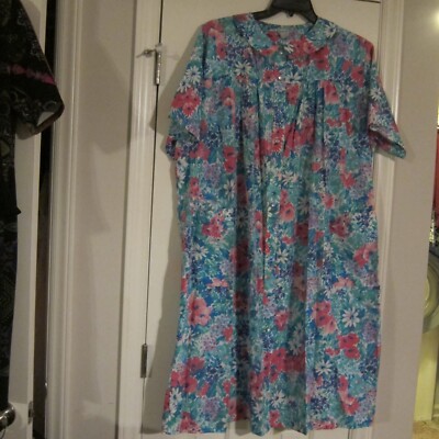 Vintage Carole Robe Housecoat Sz XXL Floral Snap Front w/ Pockets | eBay