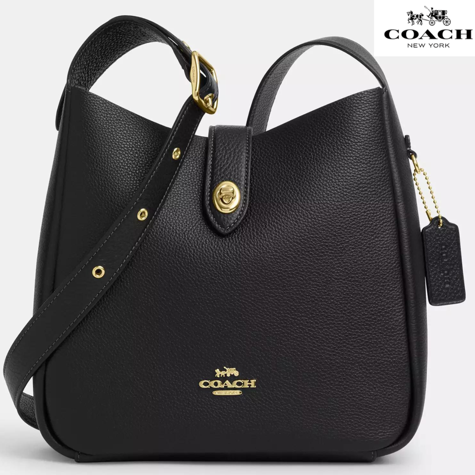 Coach Hadley Convertible Crossbody Bag pebbled leather Gold Black | eBay