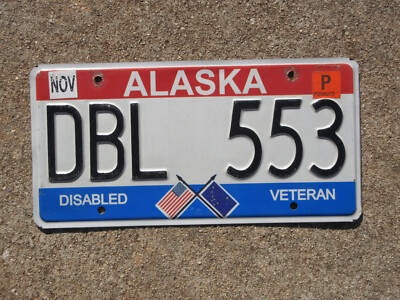 Alaska Disabled Veteran License Plate DBL 553 Military Air Force Navy ...