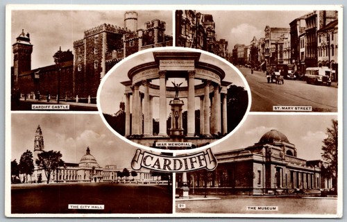 Cardiff Wales England Vintage RPPC Real Photo Postcard Multiview Castle Street | eBay