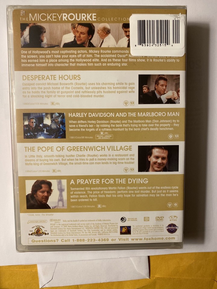 The Mickey Rourke Collection (DVD, 2009) 4 Movies MGM Region 1 NTSC NOS ...