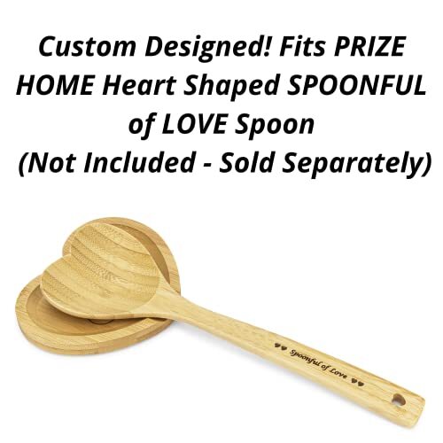 Heart Shaped Spoon Rest Large Engraved Bamboo Wood For Kitchen Utensils ...