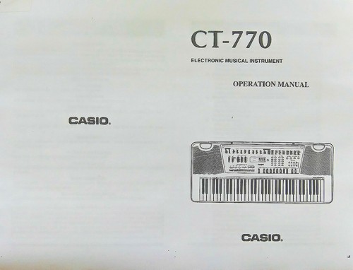 Owner's Manual Booklet for Casio CT-770 Casiotone Keyboard ...