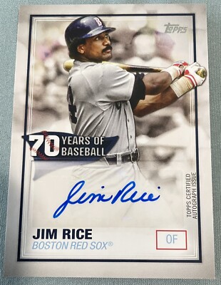 2021 Topps Jim Rice Autograph Card 70YA-JR 70 Years Of Baseball Topps ...