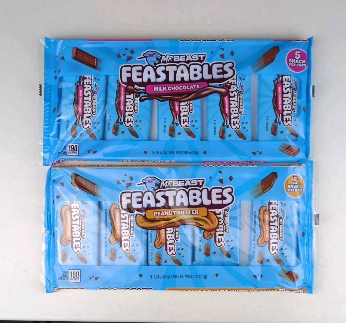 FEASTABLES Milk Chocolate + Peanut Butter 10 Bars 1.24oz Snack Size ...