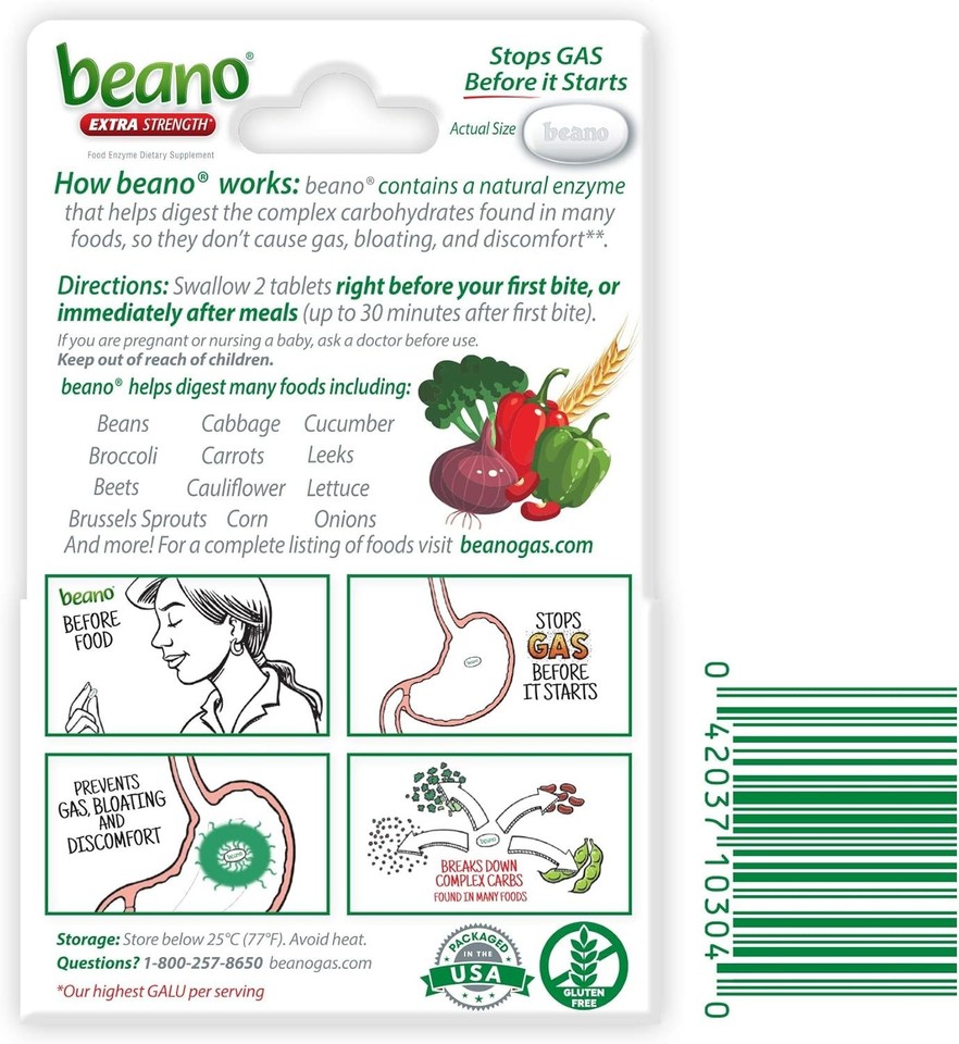Beano Ultra 800 Gas Prevention and Digestive Enzyme Supplement, 100 Ct ...