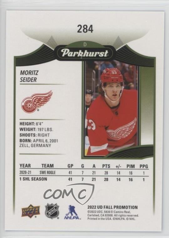 2022 Upper Deck Fall Promotion Parkhurst Blue Border Rookie Moritz ...