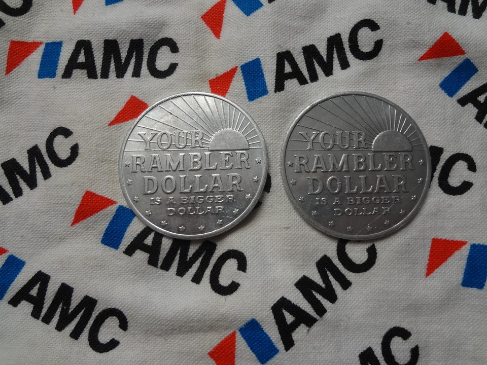 TWO NOS AMC AMERICAN MOTORS RAMBLER DOLLAR TOKENS | eBay