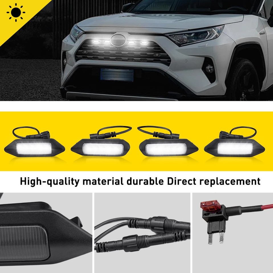 Grill Lights For Toyota RAV4 2019-2024 LE SE XLE XSE Limited Smoked ...