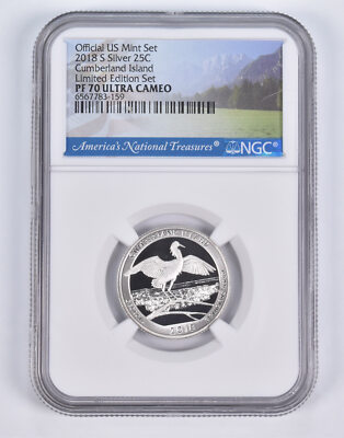 2018-S Silver PF70 ANT Cumberland Islands Quarter Limited Edition NGC ...