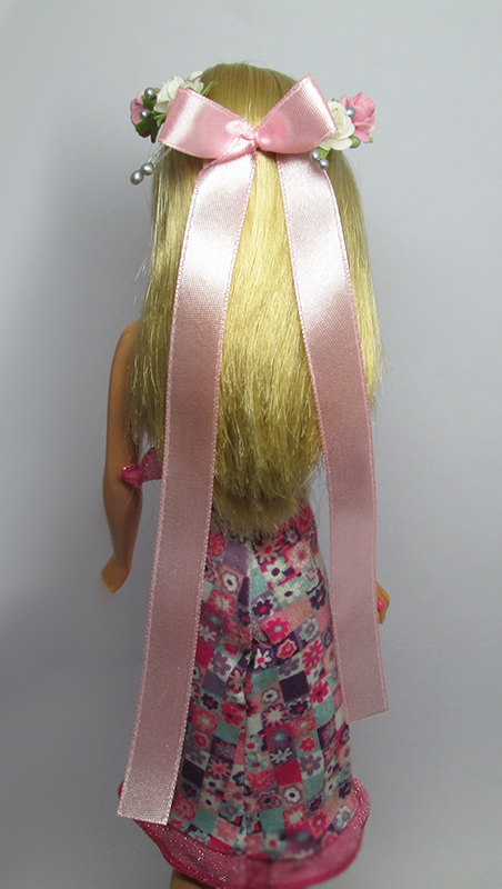 For Barbie Doll FR Handmade Long Big Ribbon Flower Crown Headband Hair ...
