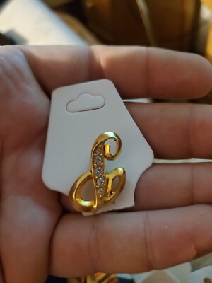 Crystal Rhinestone Large Letter "L" Gold Tone Vintage Pin Brooch | eBay