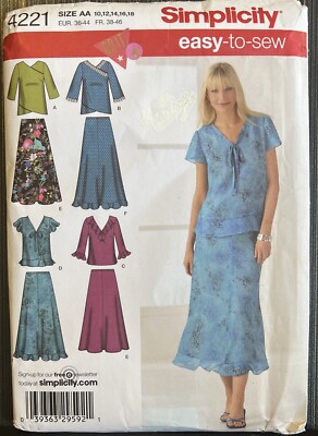 Simplicity Pattern 4221 Misses Skirt &Pullover Top Size 10-18 Uncut ...