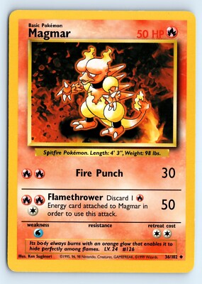 Pokemon Magmar #036/102 Base Set tcg Uncommon LP | eBay
