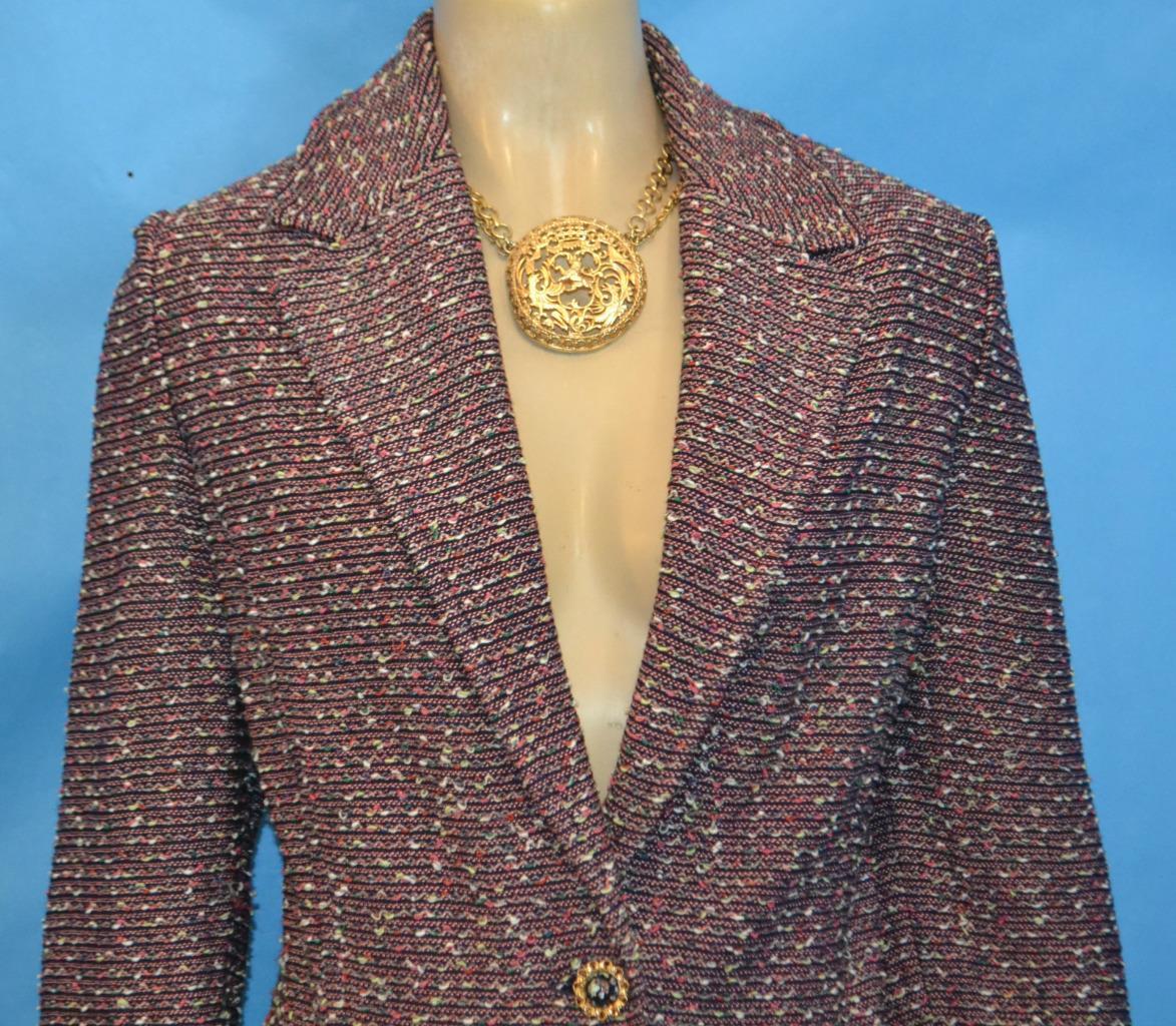ST. JOHN Collection Red Navy Jacket L 14 12 Suit Blazer Buttons ...