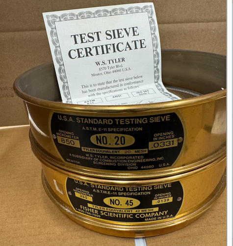 FisherScientific STANDARD TESTING SIEVE various sizes/8" dia (price for ...