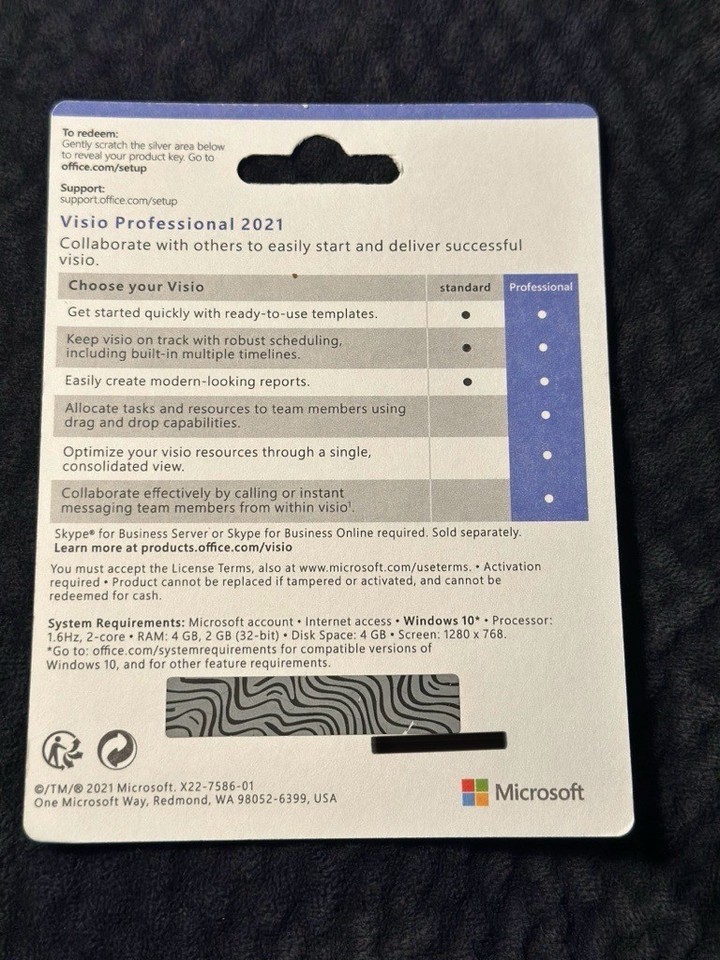 Microsoft Visio 2021 professional Sealed Card 1 User Retail New ...