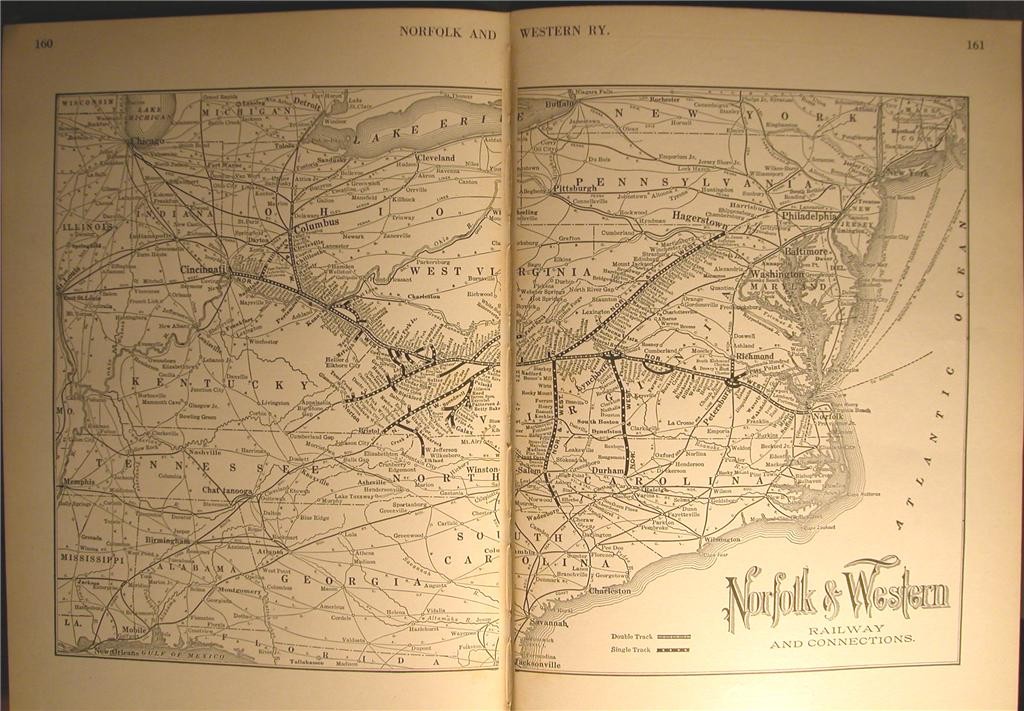 1925 NORFOLK & WESTERN RAILWAY N&W RY SYSTEM MAP VIRGINIA DEPOT HISTORY ...