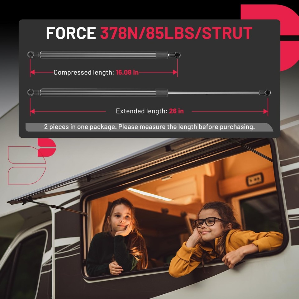 2x 26" 85Lbs/378N Gas Strut Lift Support For Cabinet lid Door Shed ...